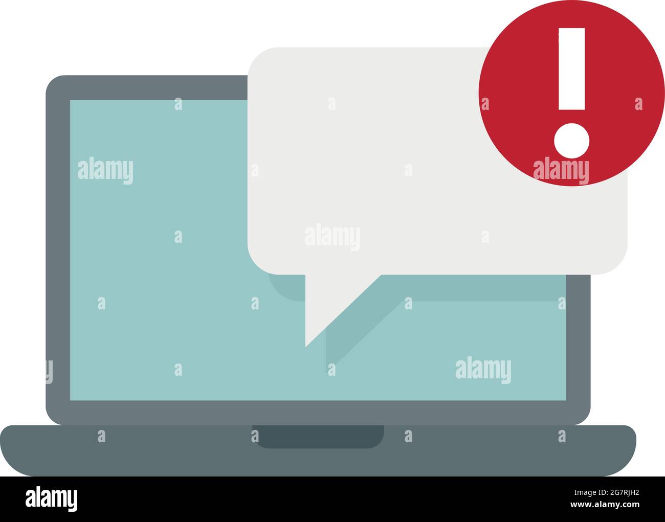 Laptop notification icon. Flat illustration of laptop notification ...
