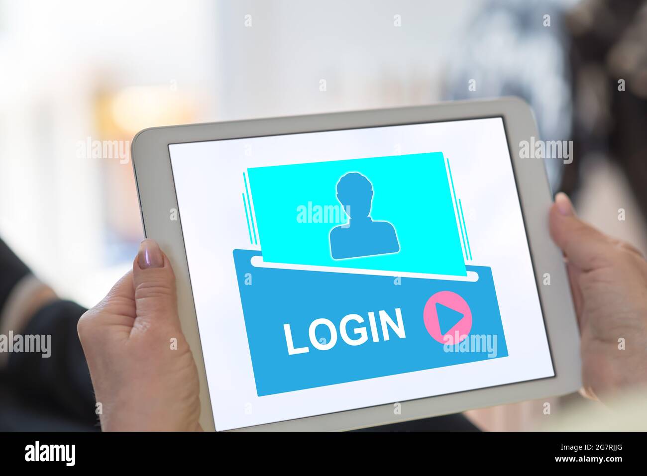 Tablet screen displaying a login concept Stock Photo - Alamy