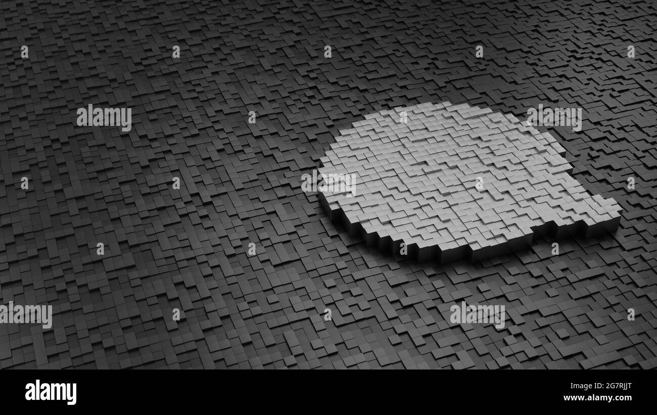 3d rendering metal cubes in shape of symbol of rounded chat bubble ...