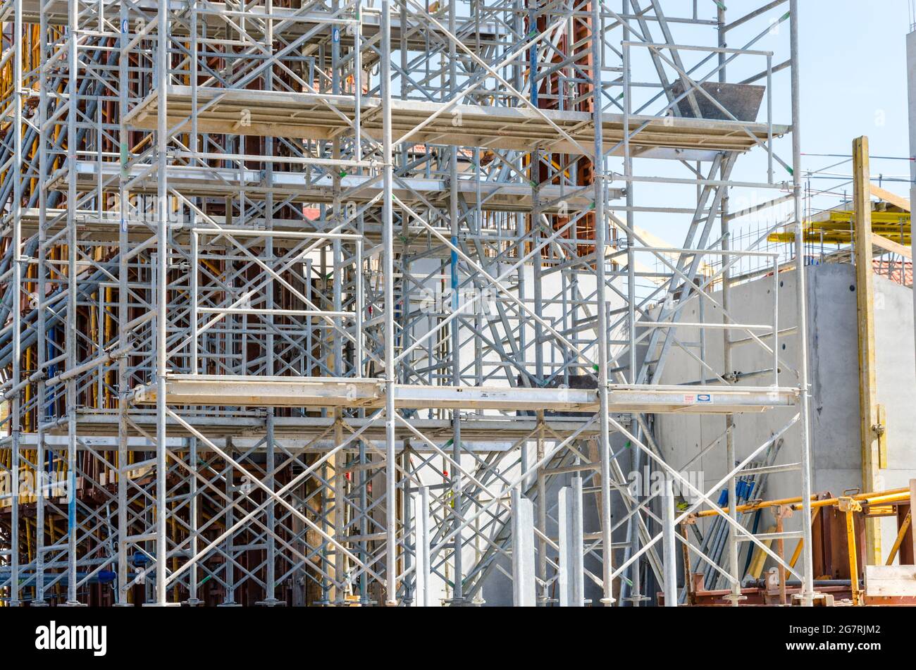 Scaffolding on construction site Stock Photo - Alamy