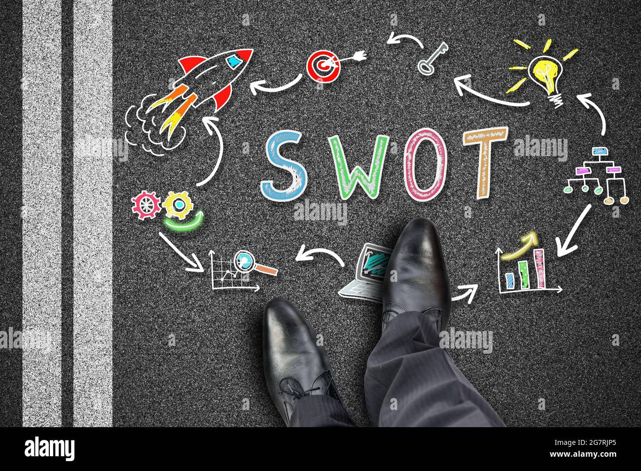 Feet in front of swot concept Stock Photo - Alamy