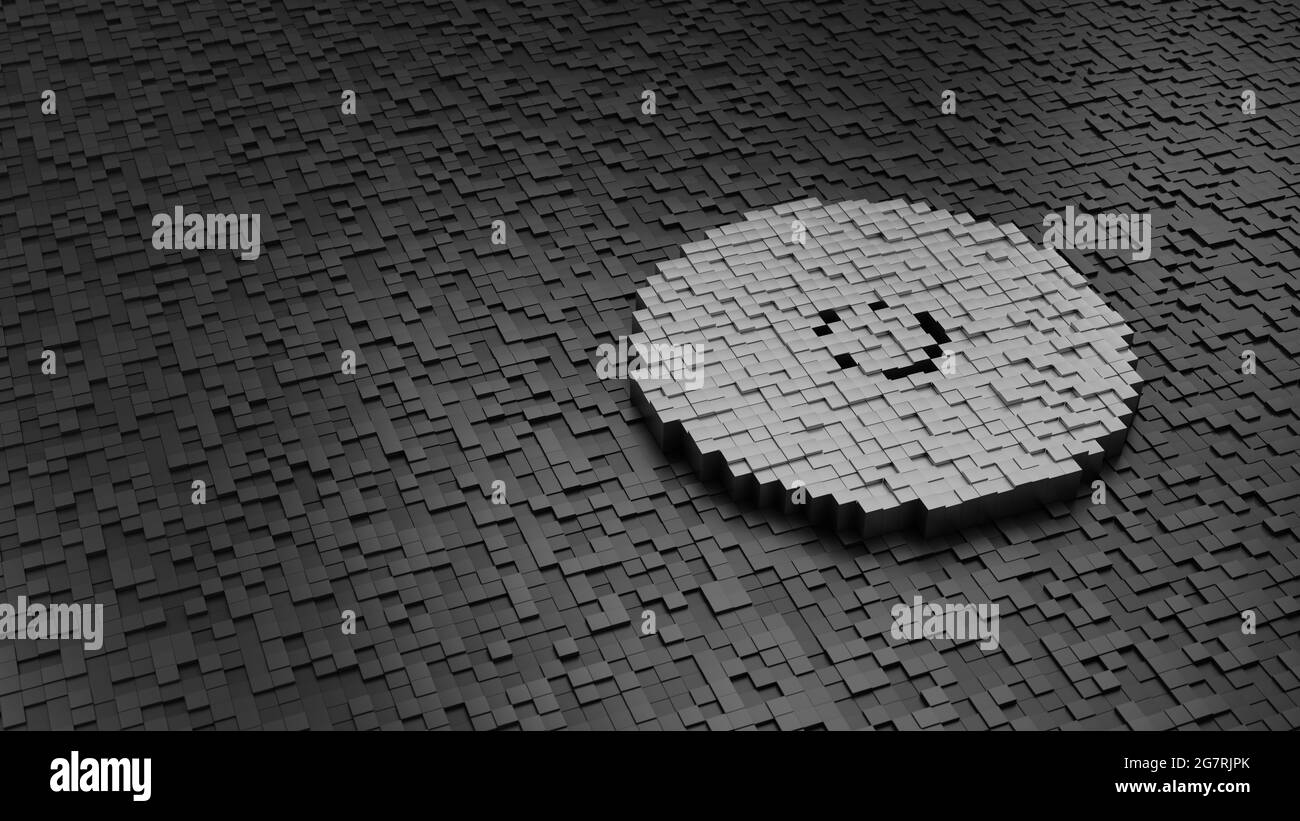 3d rendering metal cubes in shape of symbol of circle CD disc light ...