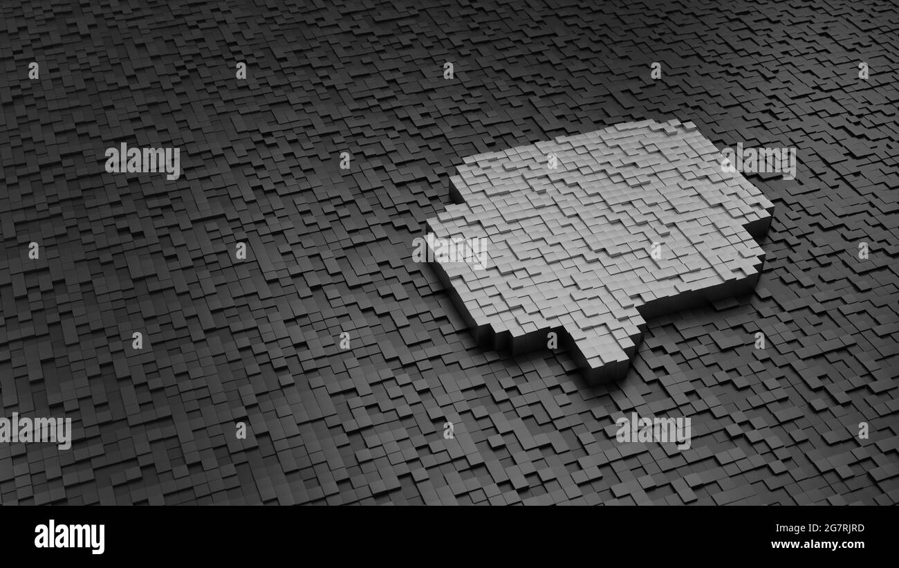 3d rendering metal cubes in shape of symbol of two rectangular rounded ...