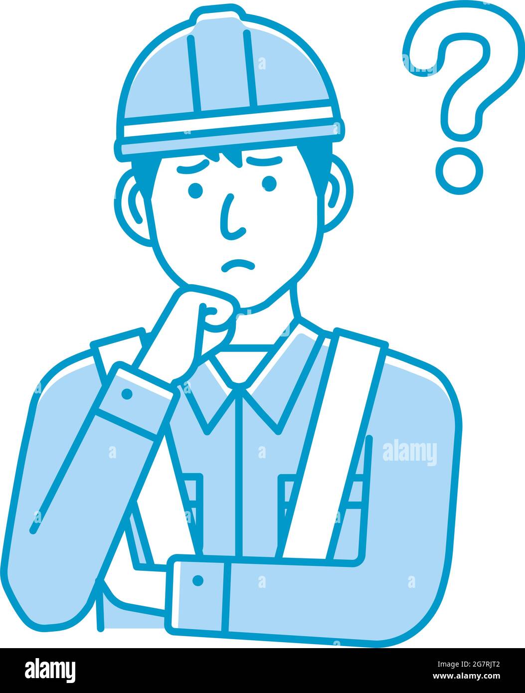 Male blue collar worker gesture illustration | thinking, question ...