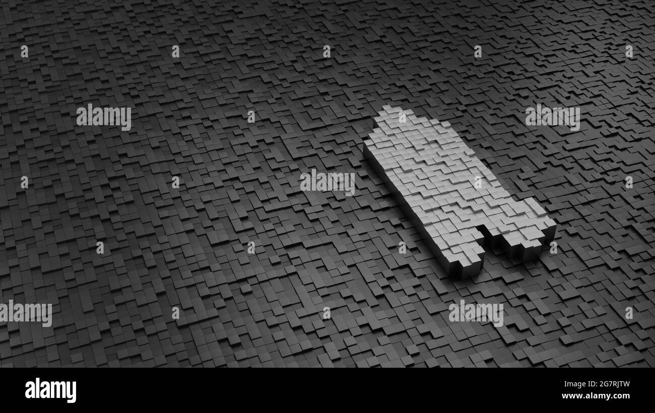 3d rendering metal cubes in shape of symbol of drafting compass light ...