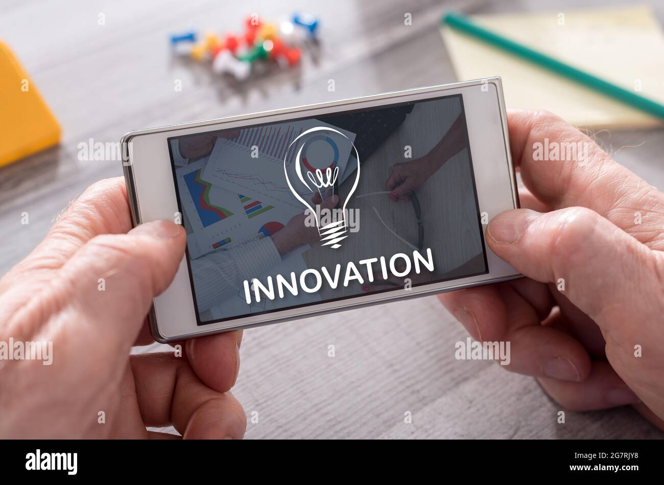 Innovation concept on mobile phone Stock Photo - Alamy