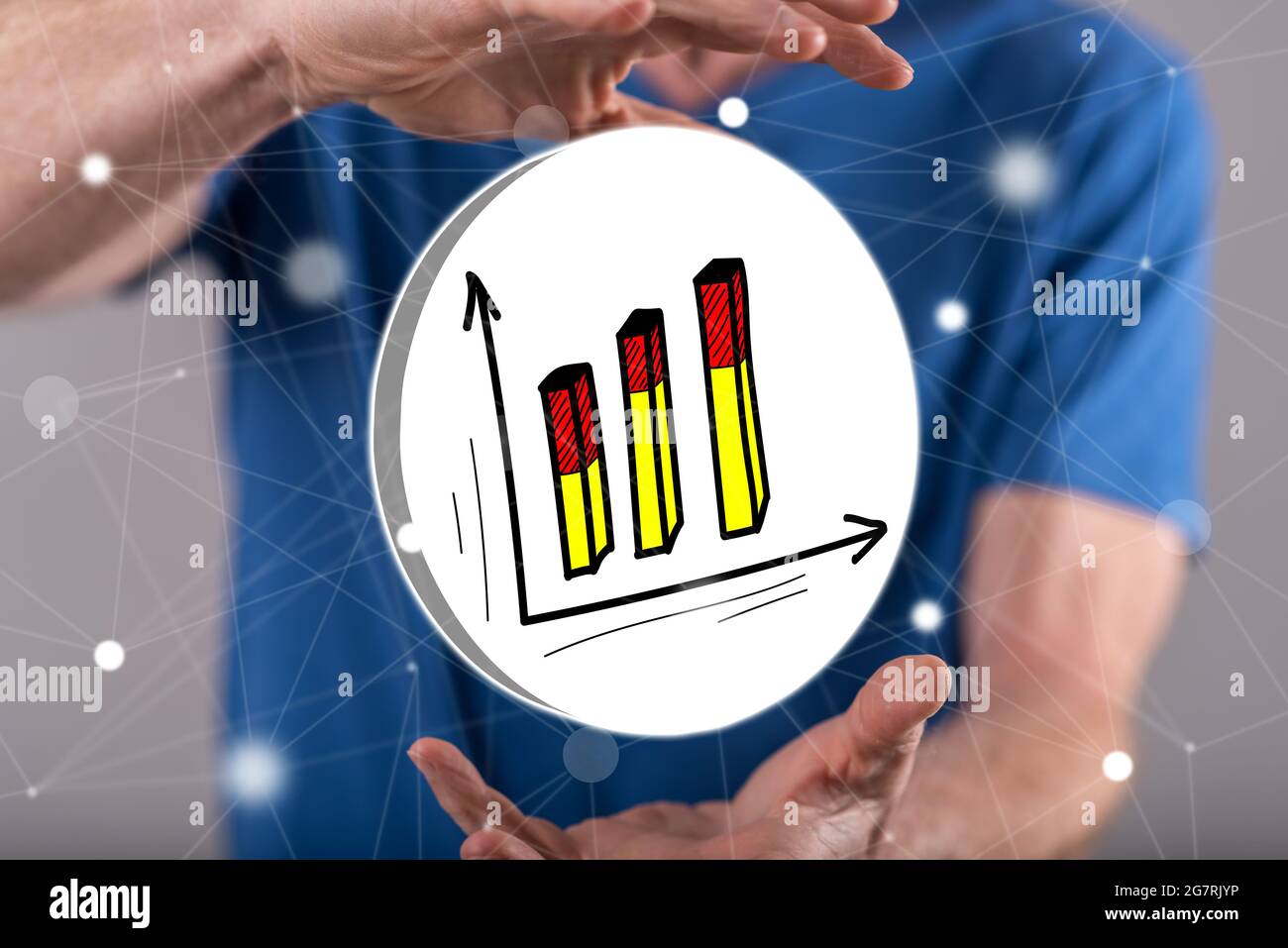 Business analysis concept between hands of a man in background Stock ...