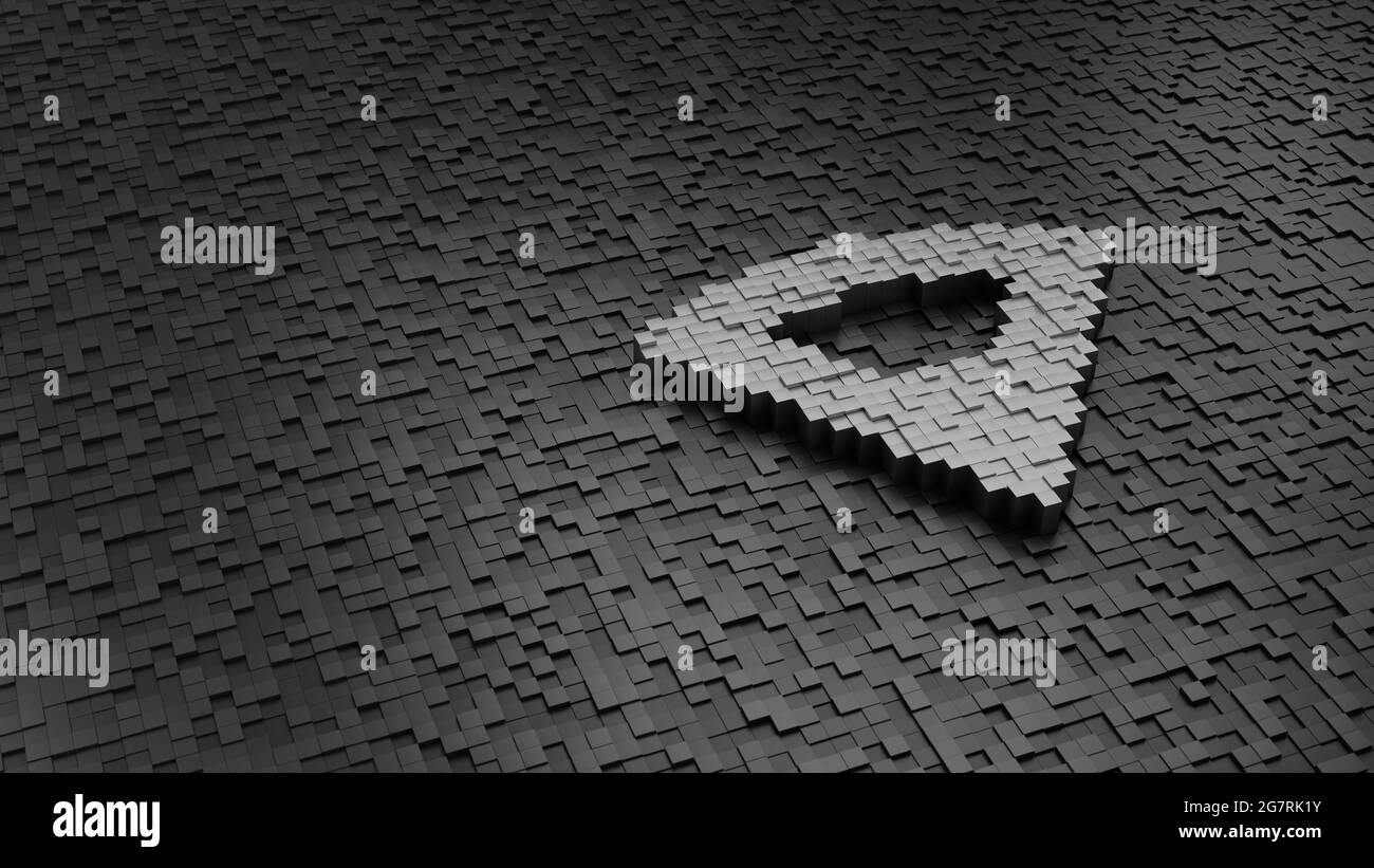 3d Rendering Metal Cubes In Shape Of Symbol Of Connection Volume Low