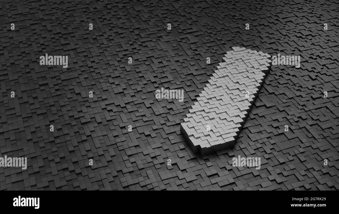 3d rendering metal cubes in shape of symbol of pencil with eraser on ...