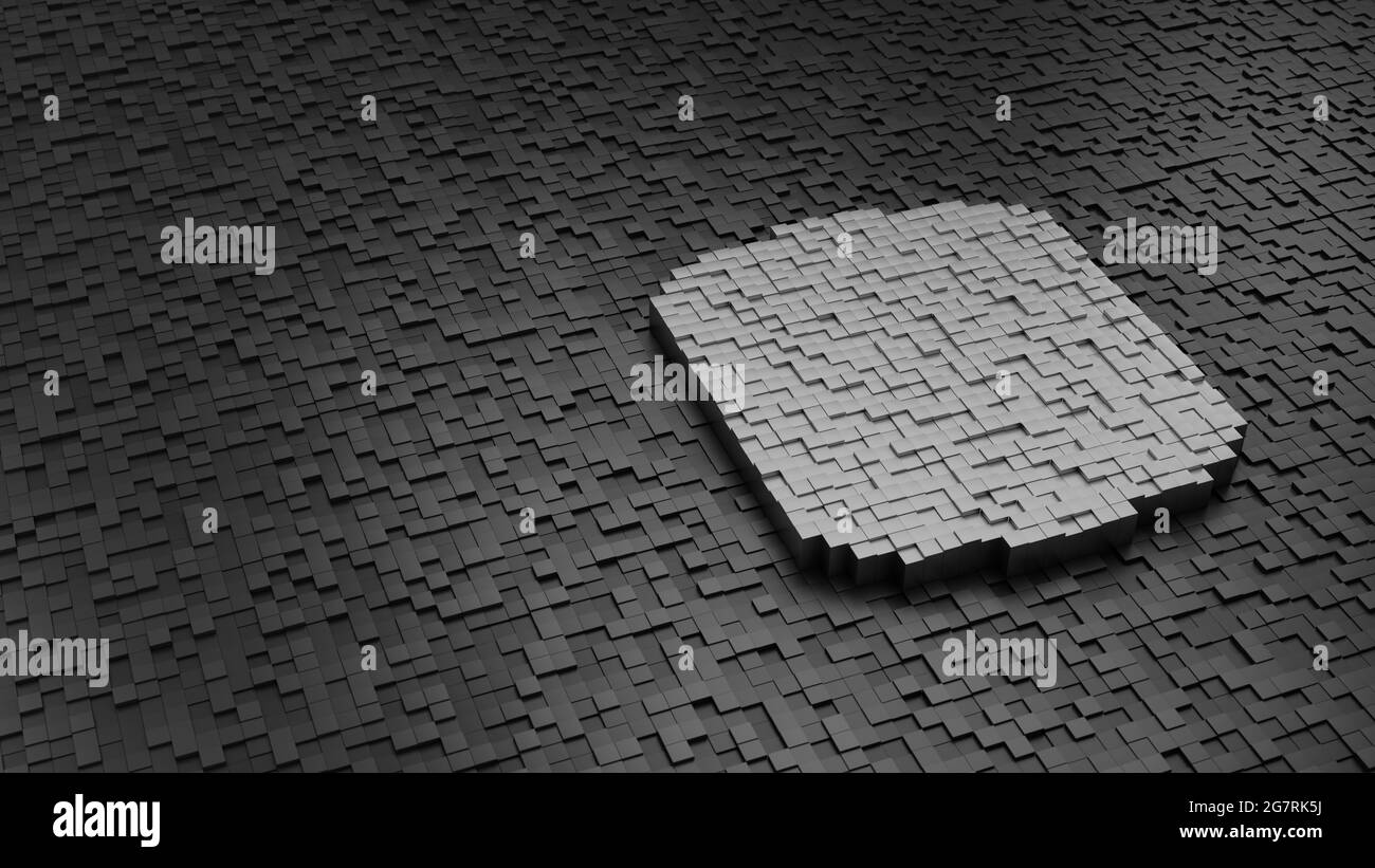 3d rendering metal cubes in shape of symbol of three memory discs light ...