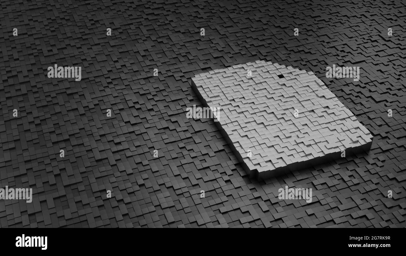 3d rendering metal cubes in shape of symbol of diploma with stamp and ...