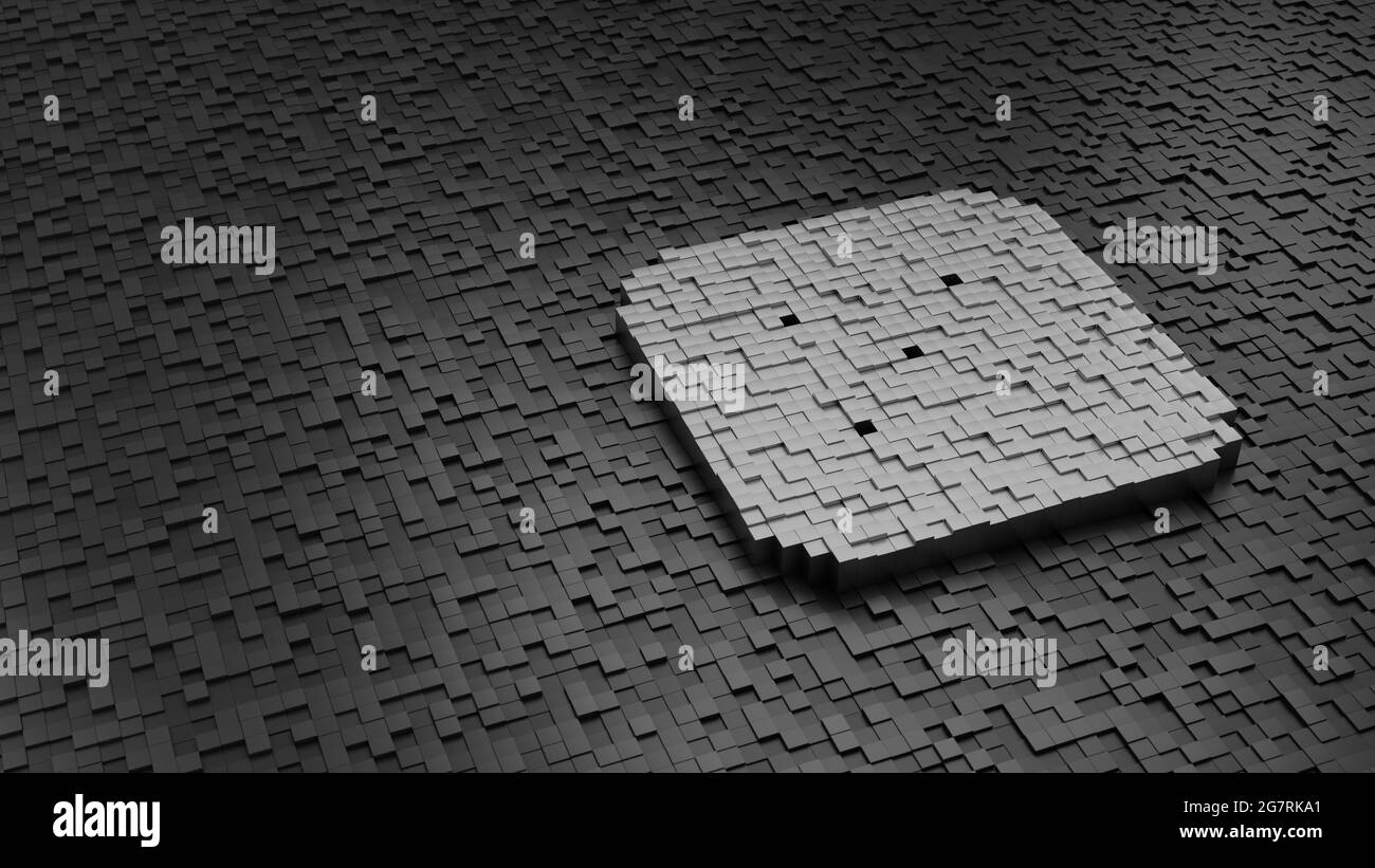 3d rendering metal cubes in shape of symbol of dice with five dots ...