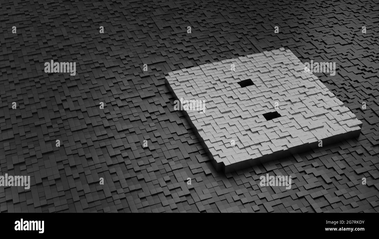 3d Rendering Metal Cubes In Shape Of Symbol Of Divide Symbol In Square