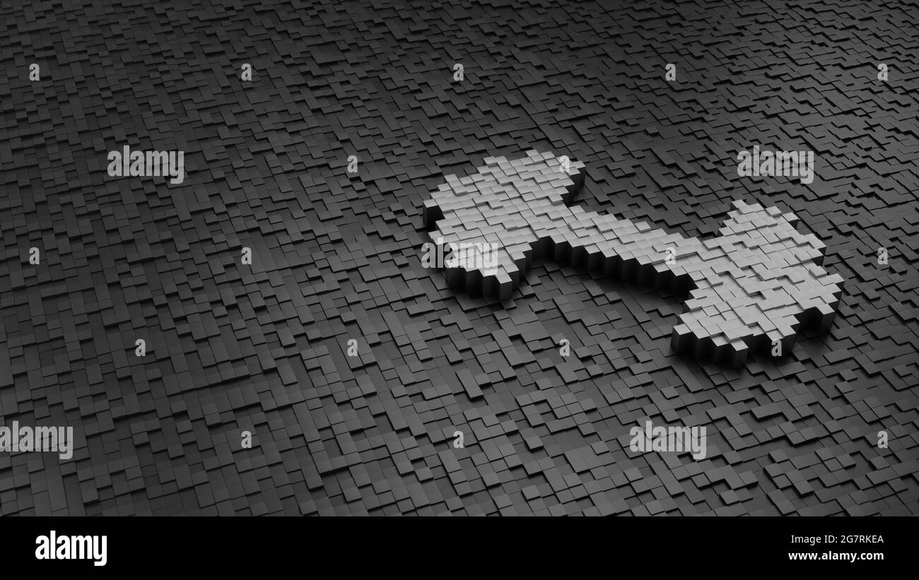 3d rendering metal cubes in shape of symbol of heavy fitness dumbbell ...