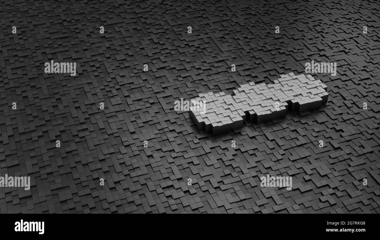 3d Rendering Metal Cubes In Shape Of Symbol Of Three Dots In Horizontal Position Light Silver