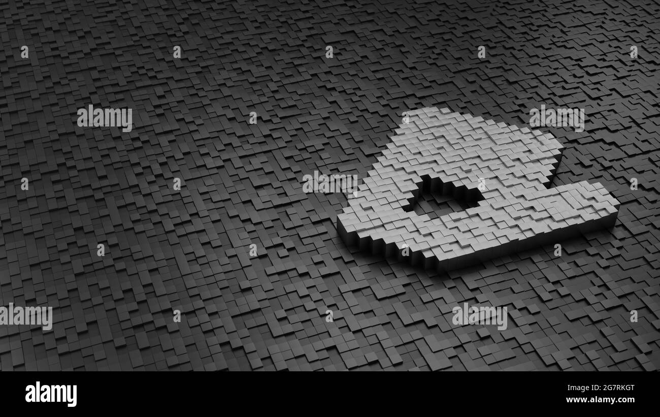 3d Rendering Metal Cubes In Shape Of Symbol Of Eraser On Surface Light