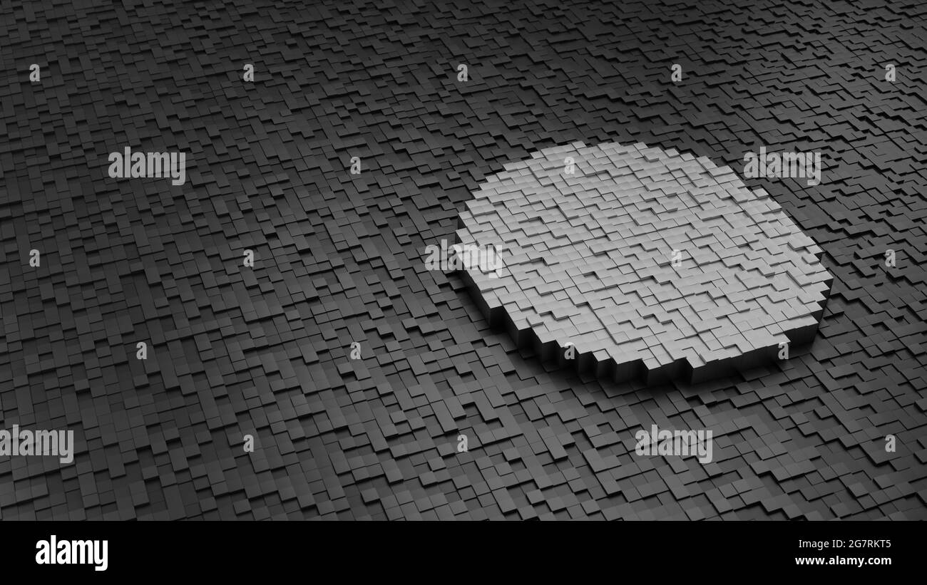 3d rendering metal cubes in shape of symbol of inverse fingerprint ...