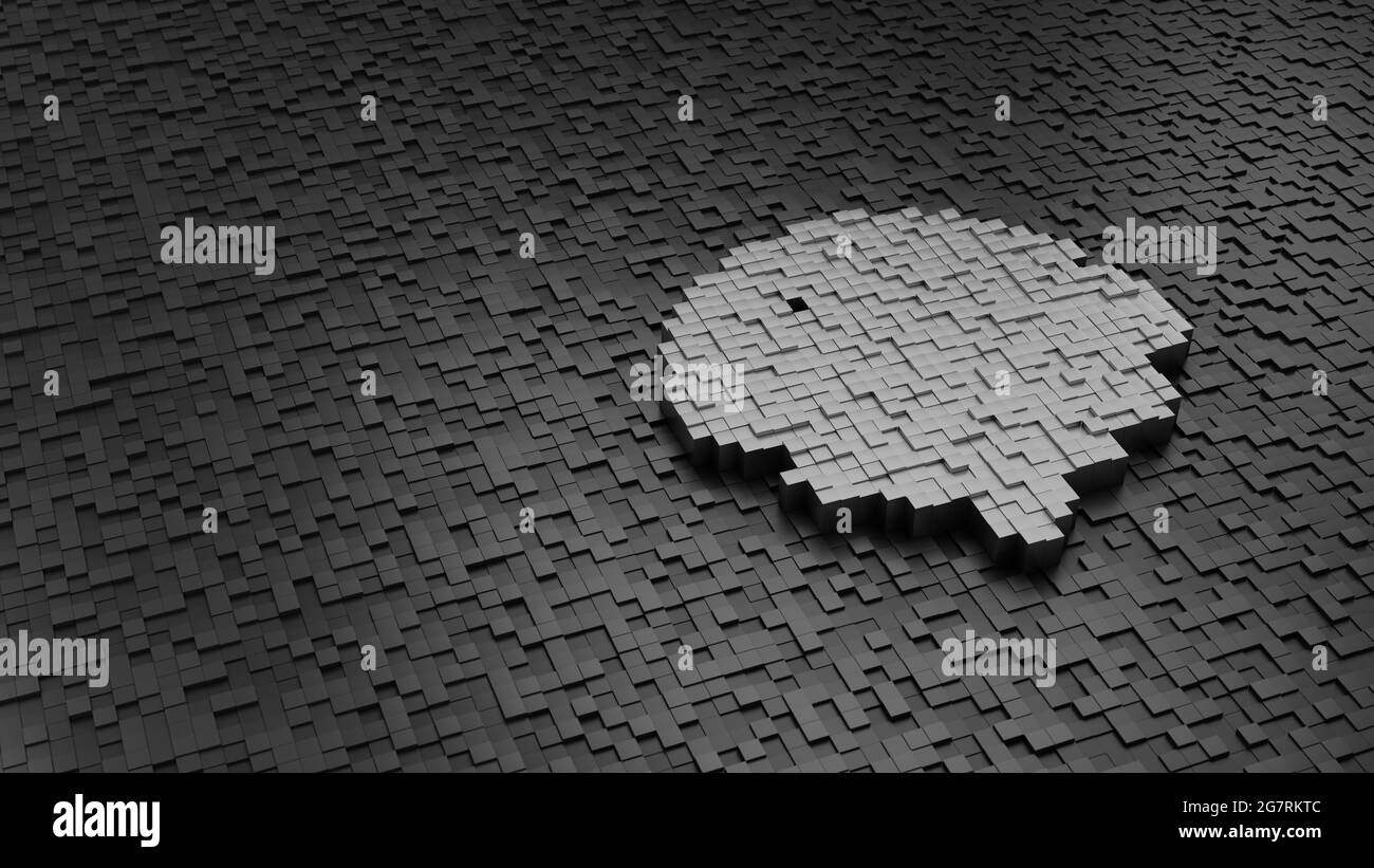 3d rendering metal cubes in shape of symbol of fingerprint light silver ...