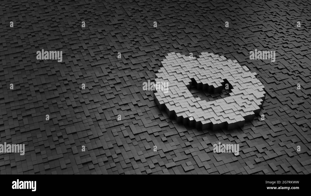 3d rendering metal cubes in shape of symbol of flame light silver ...