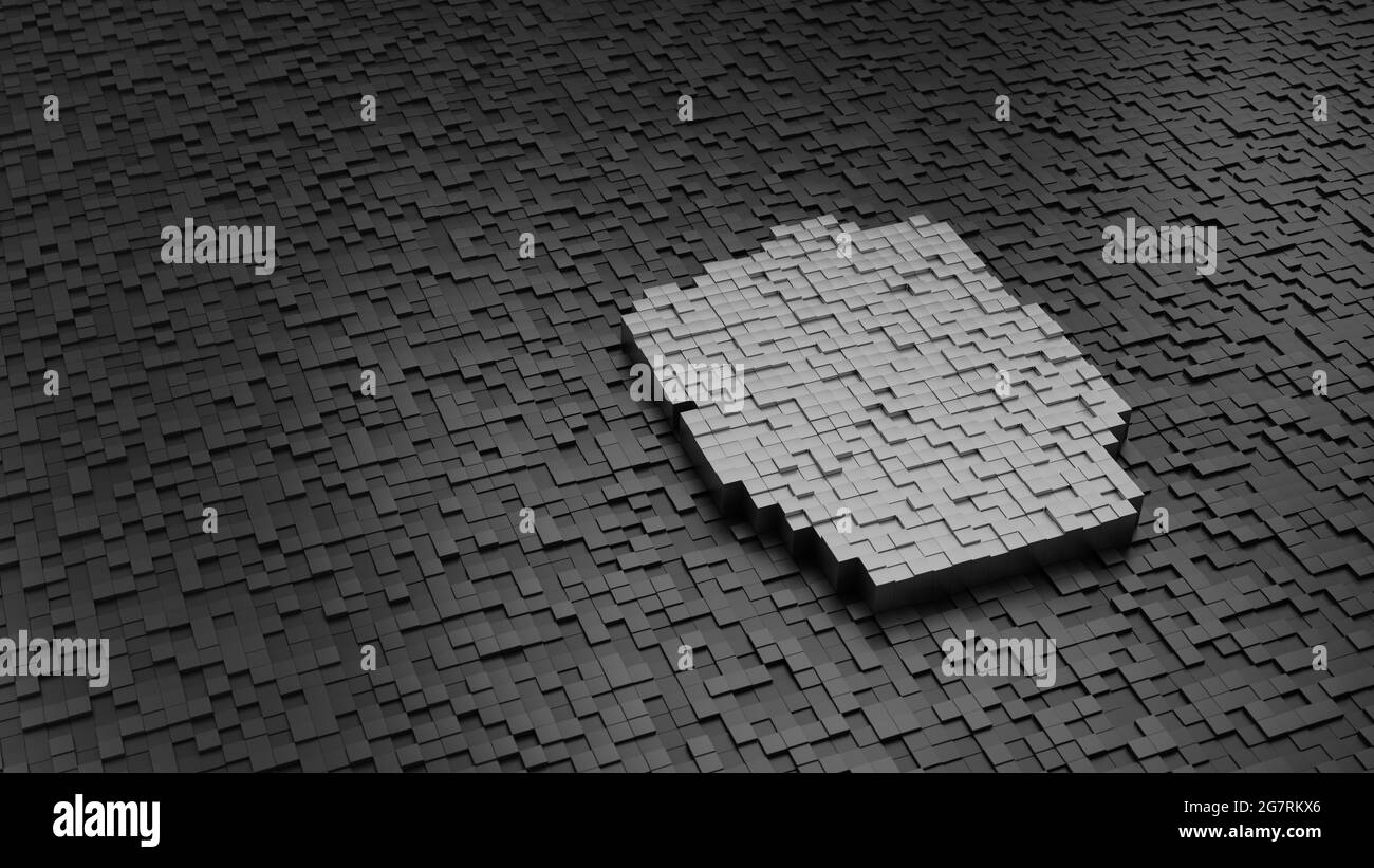 3d rendering metal cubes in shape of symbol of fist raised gesture ...