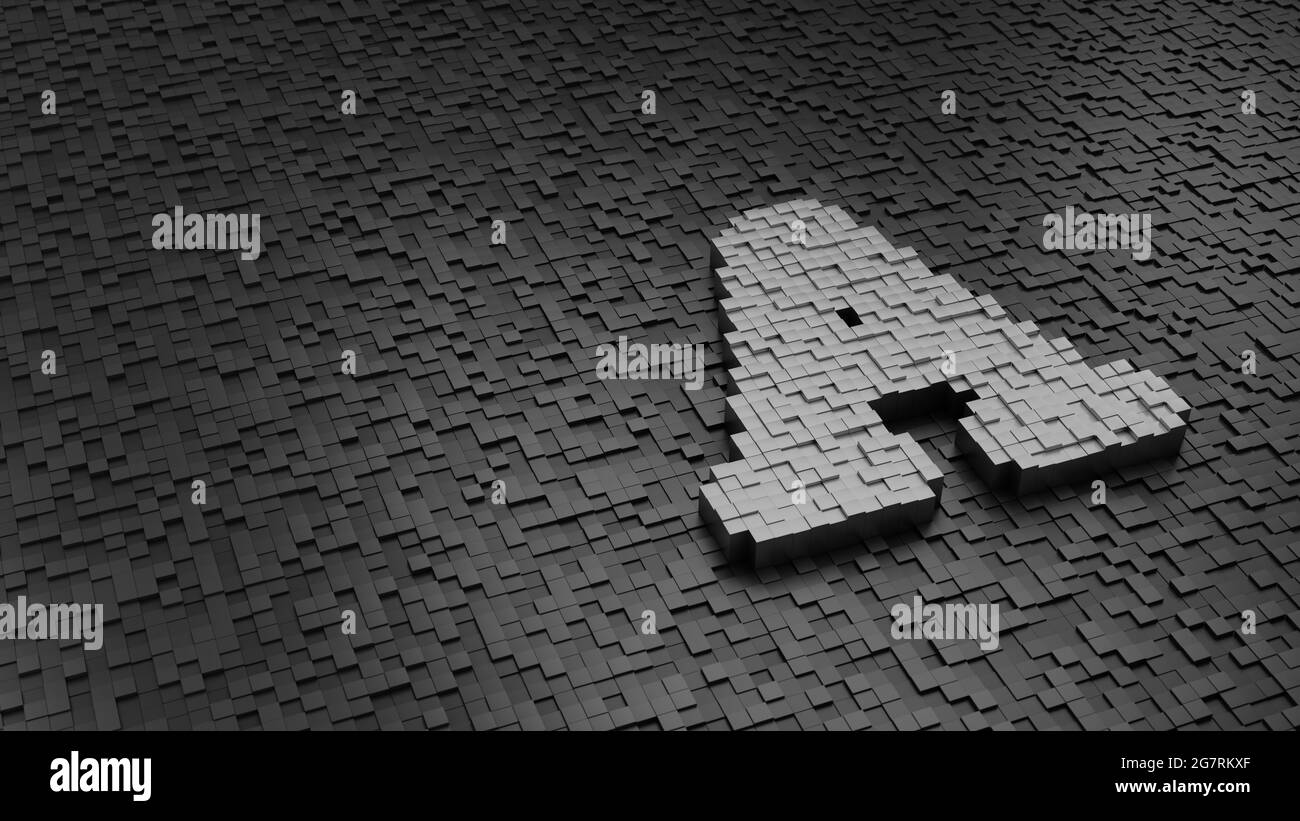 3d rendering metal cubes in shape of symbol of A character light silver ...