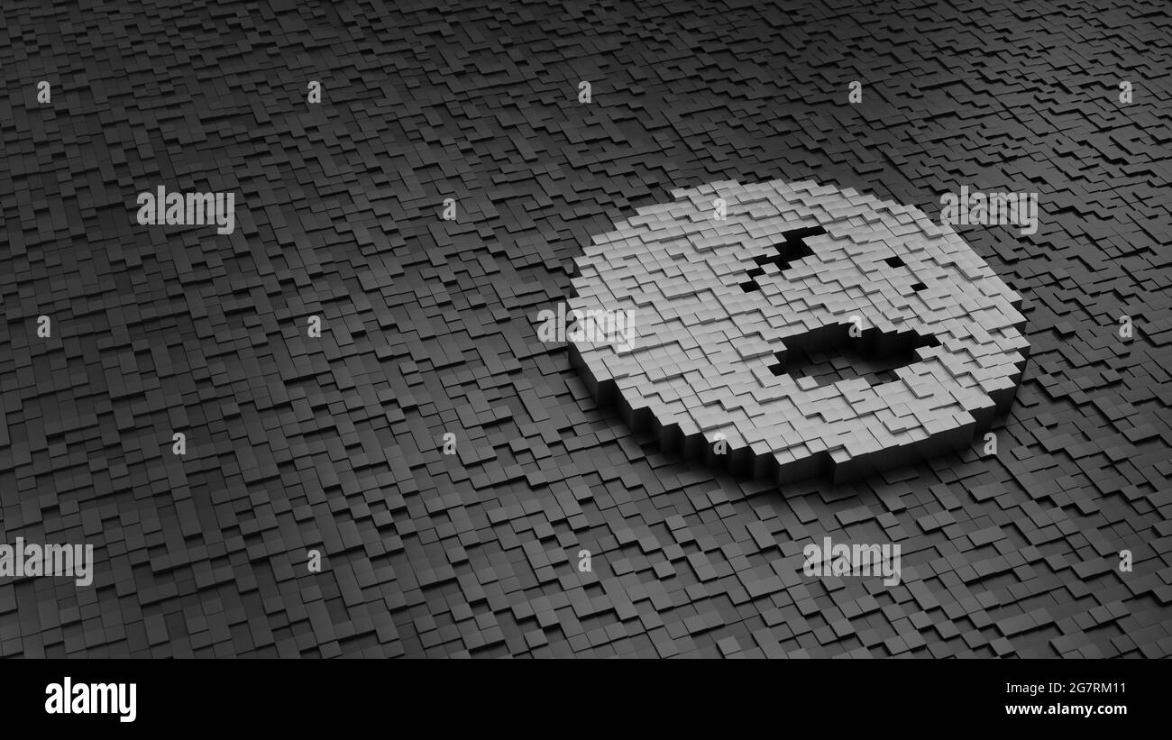 3d rendering metal cubes in shape of symbol of globe Europe continent ...