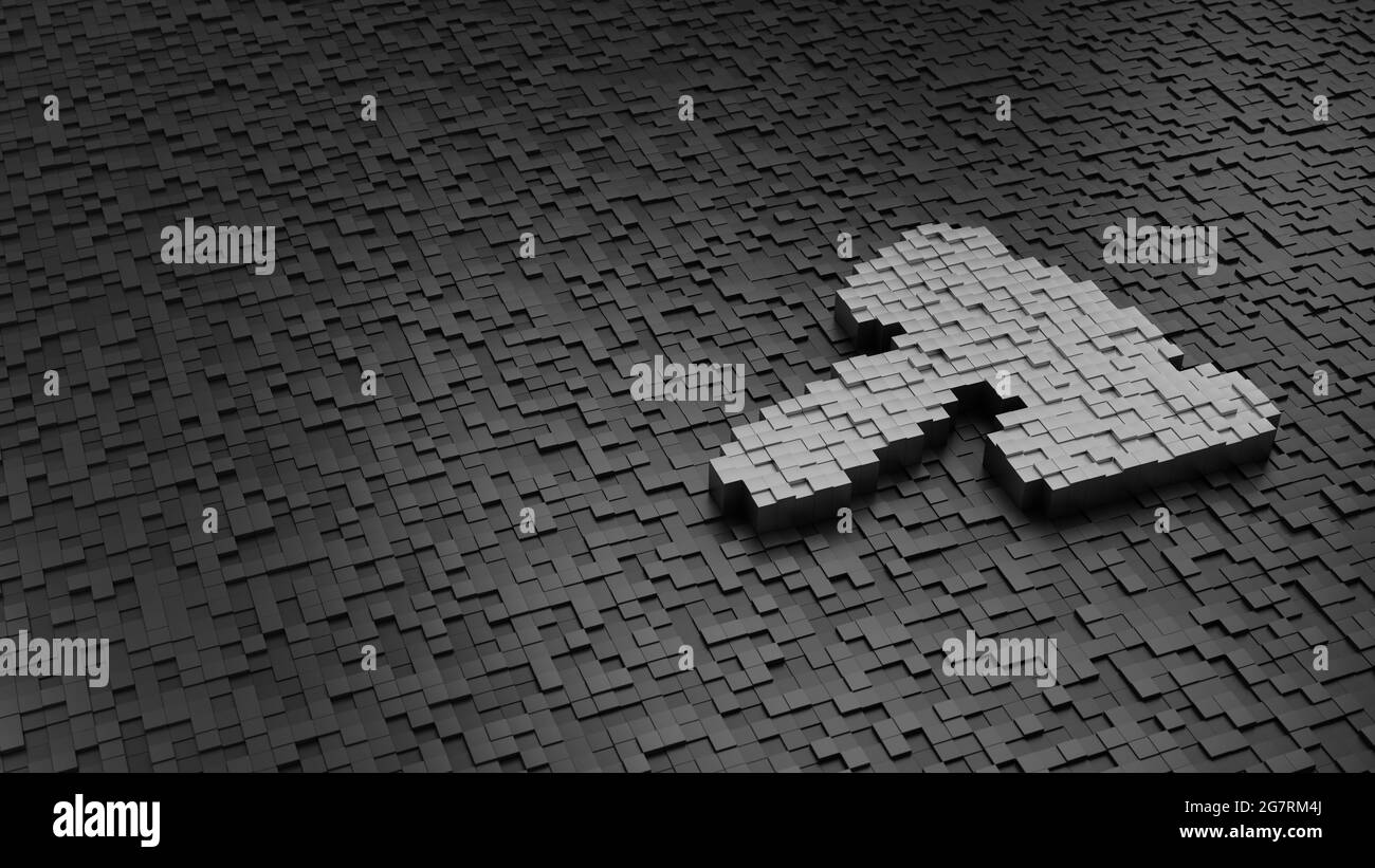 3d rendering metal cubes in shape of symbol of law hammer light silver ...