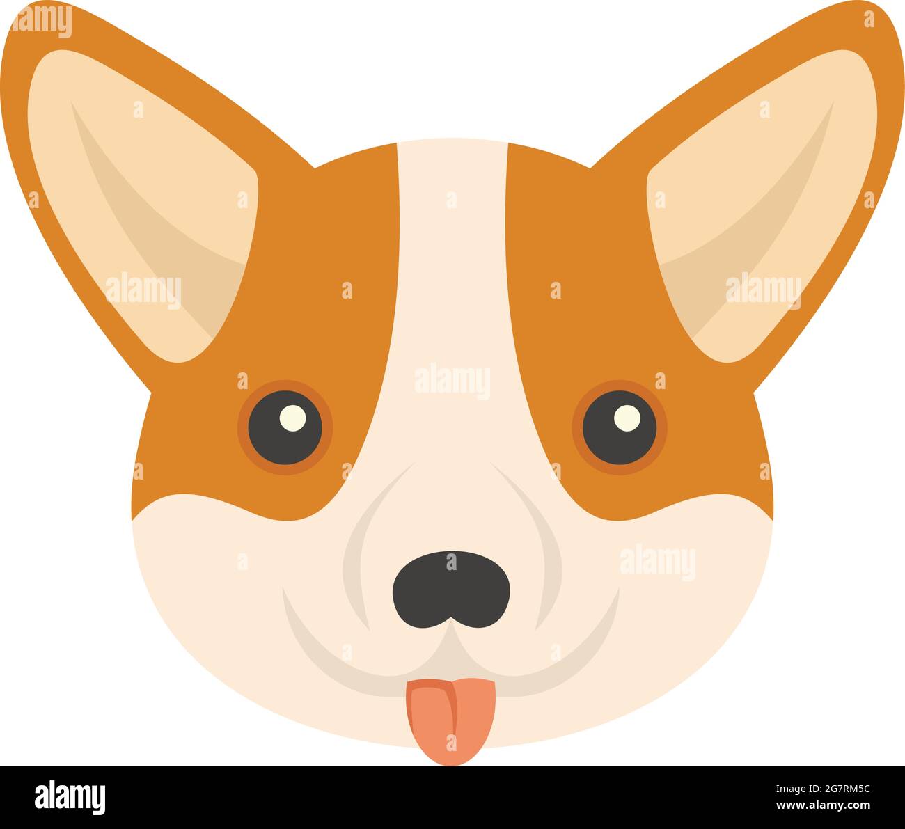 Corgi dog face icon. Flat illustration of corgi dog face vector icon ...