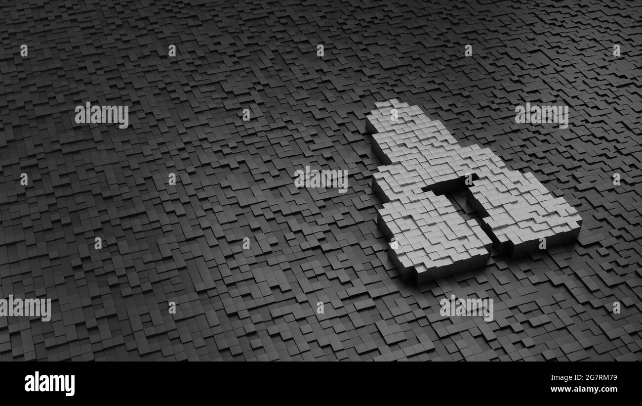 3d rendering metal cubes in shape of symbol of hierarchical structure ...