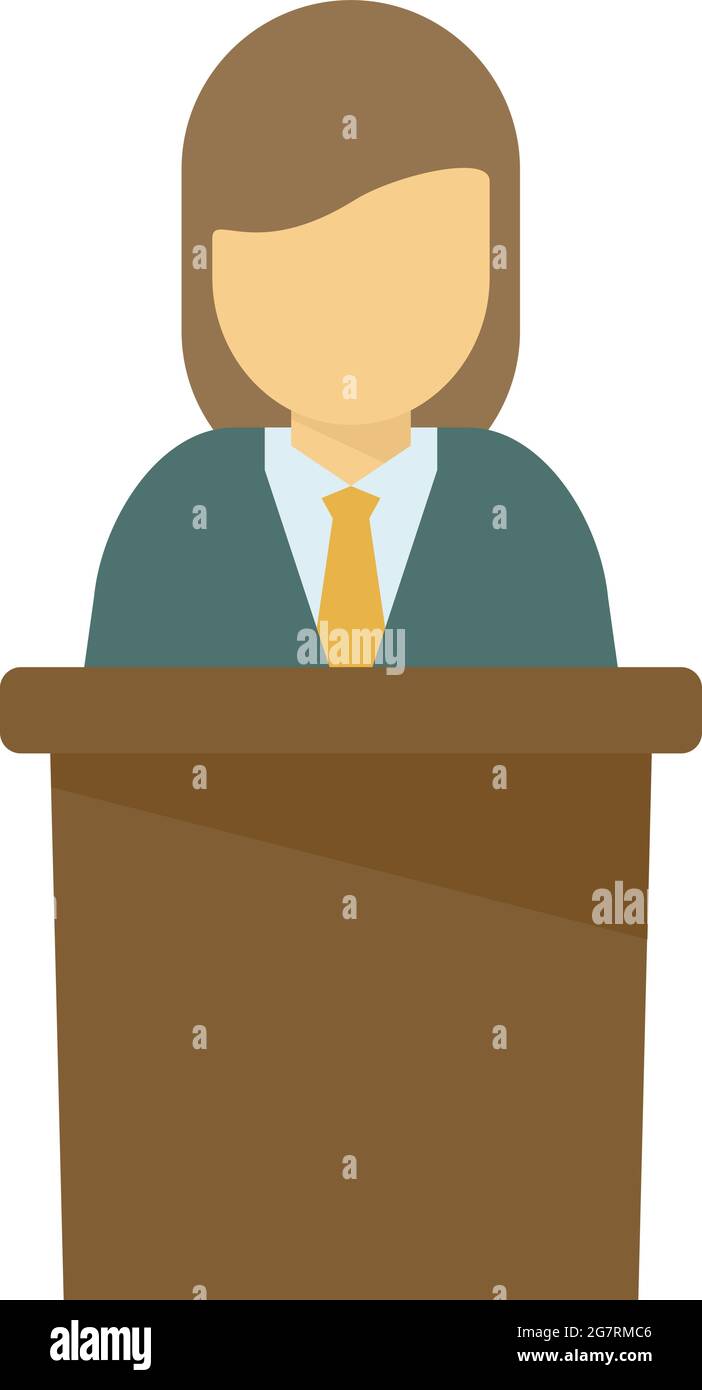 Manager woman speaker icon. Flat illustration of manager woman speaker ...
