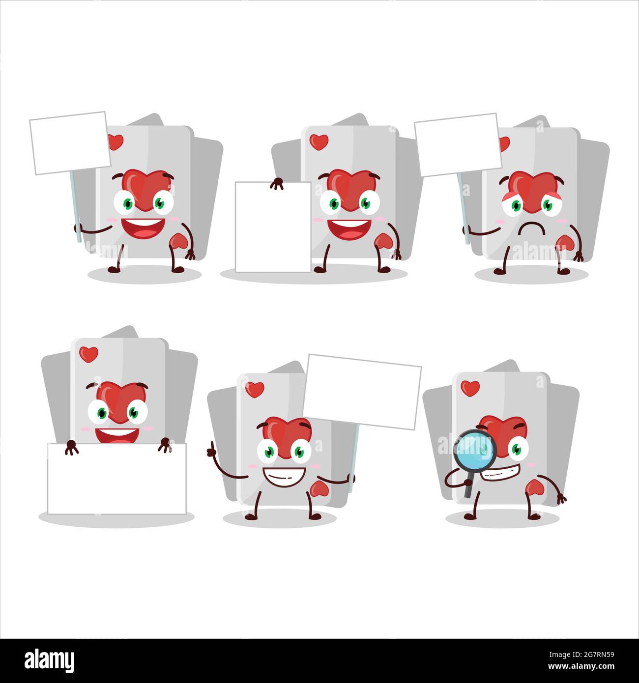 Remi card love cartoon character bring information board. Vector ...
