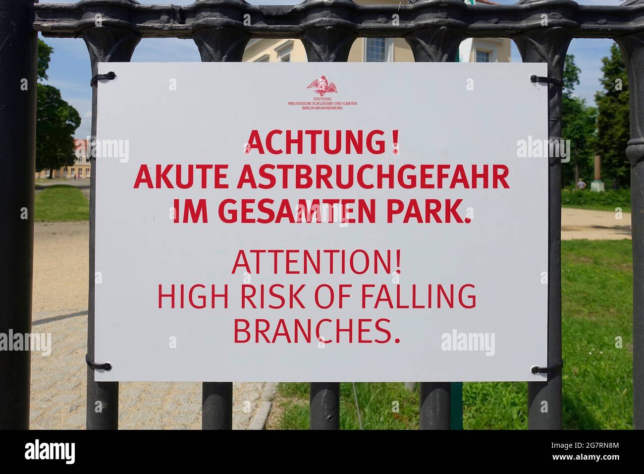 Signs, warning and rules, Charlottenburg Palace, Berlin, Germany Stock ...