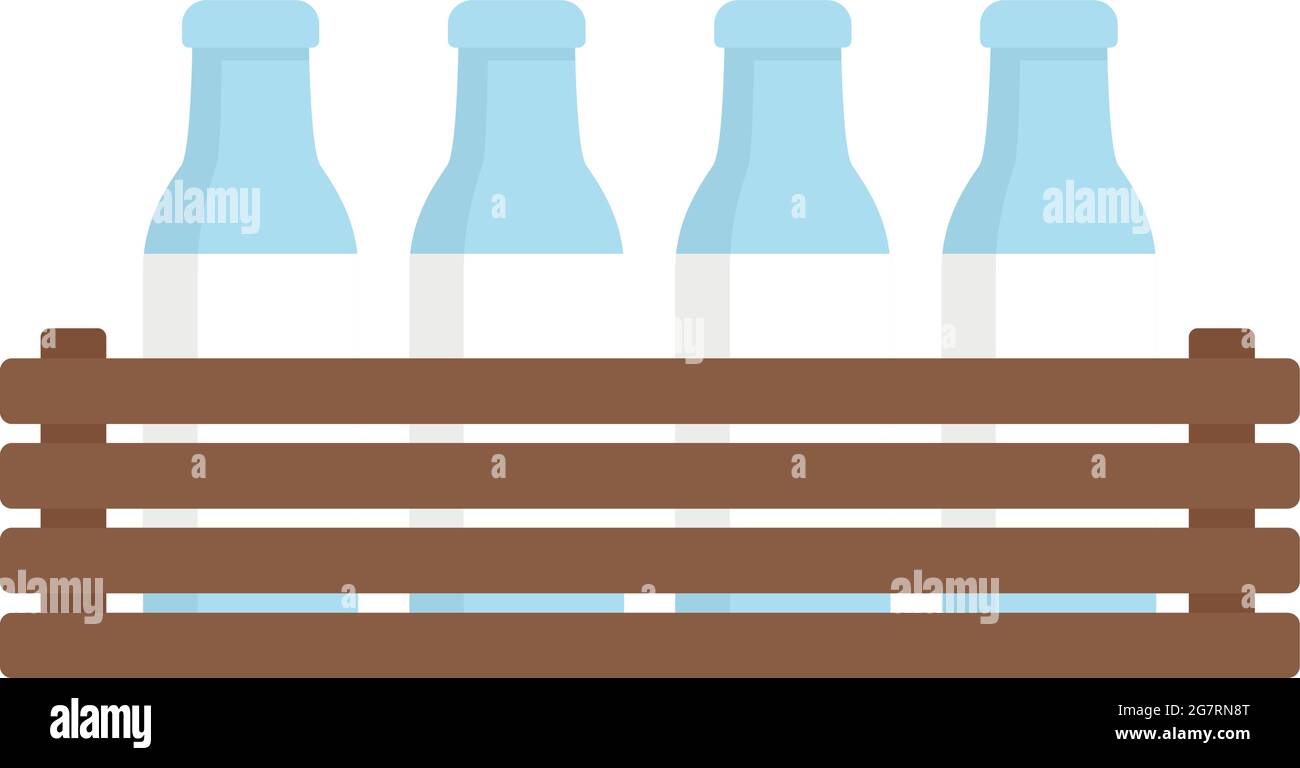 Milk bottle box icon. Flat illustration of milk bottle box vector icon ...