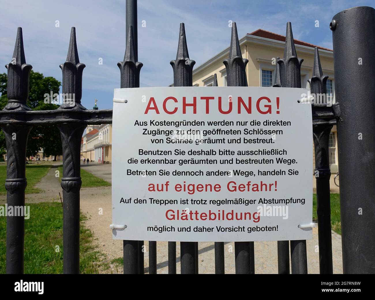 Signs, warning and rules, Charlottenburg Palace, Berlin, Germany Stock ...