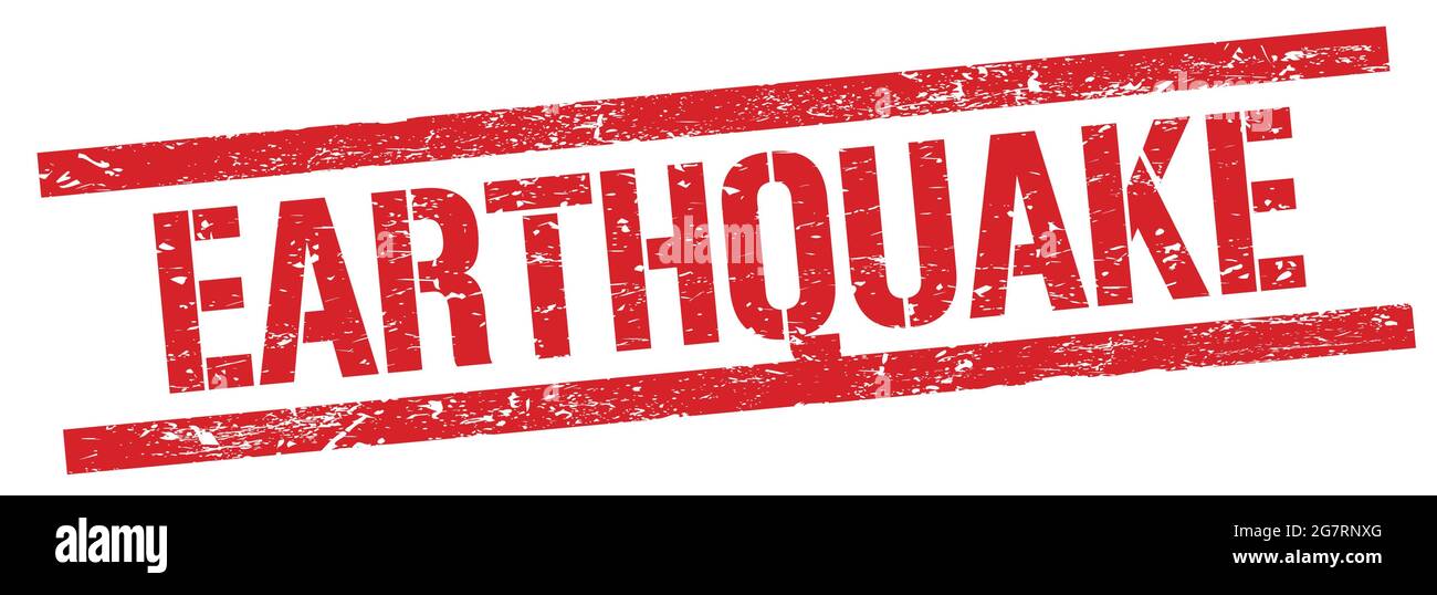 EARTHQUAKE text on red grungy rectangle stamp sign Stock Photo - Alamy