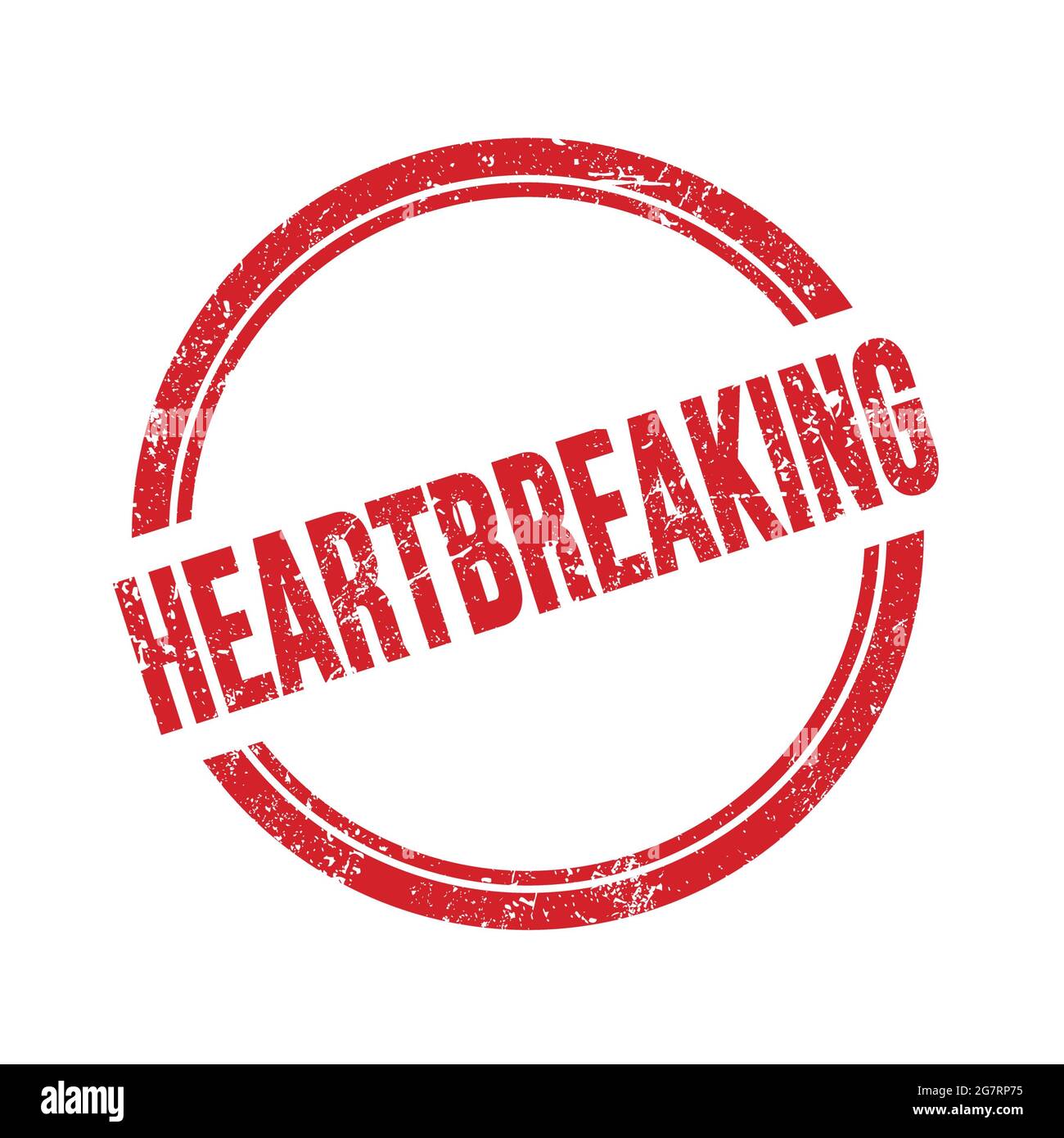 HEARTBREAKING text written on red grungy vintage round stamp Stock ...