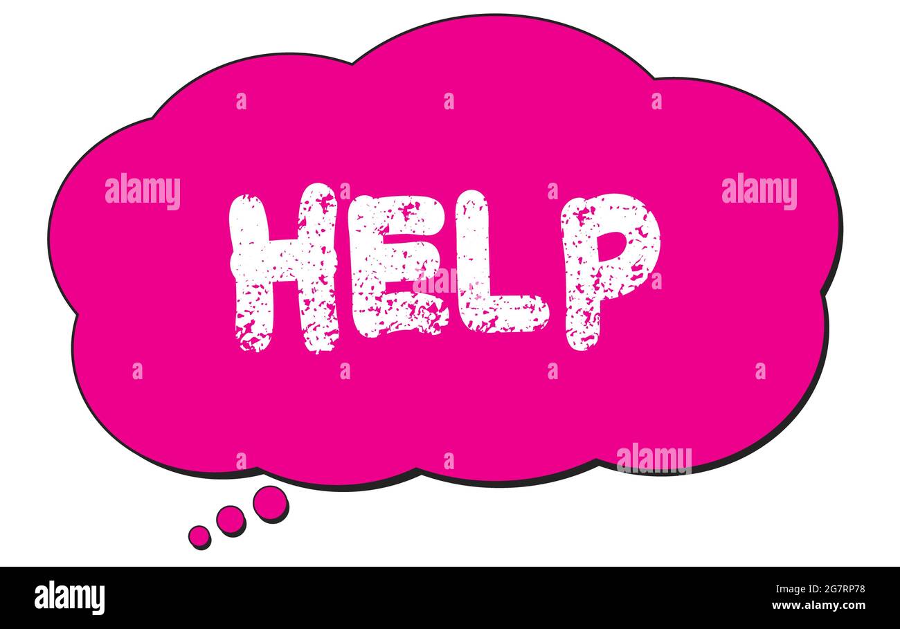 HELP text written on a pink thought cloud bubble Stock Photo - Alamy