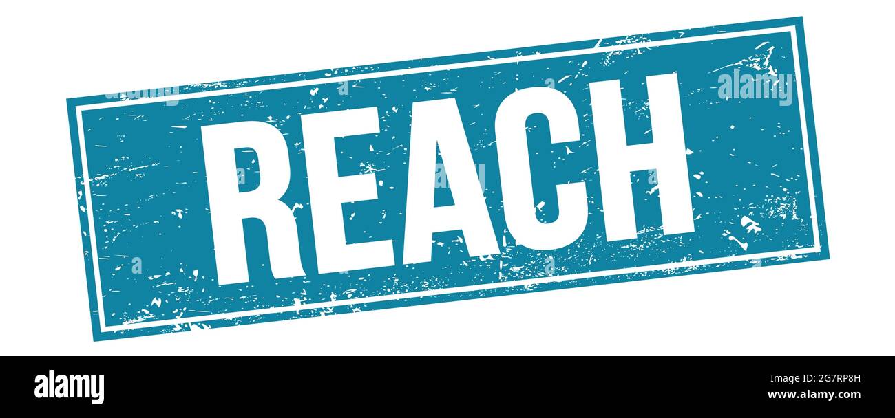 REACH text on blue grungy rectangle stamp sign Stock Photo - Alamy