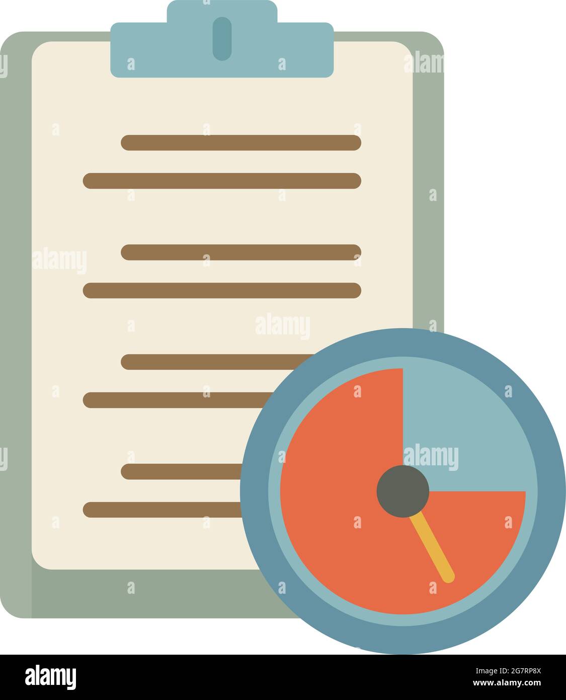 Clipboard time task icon. Flat illustration of clipboard time task ...