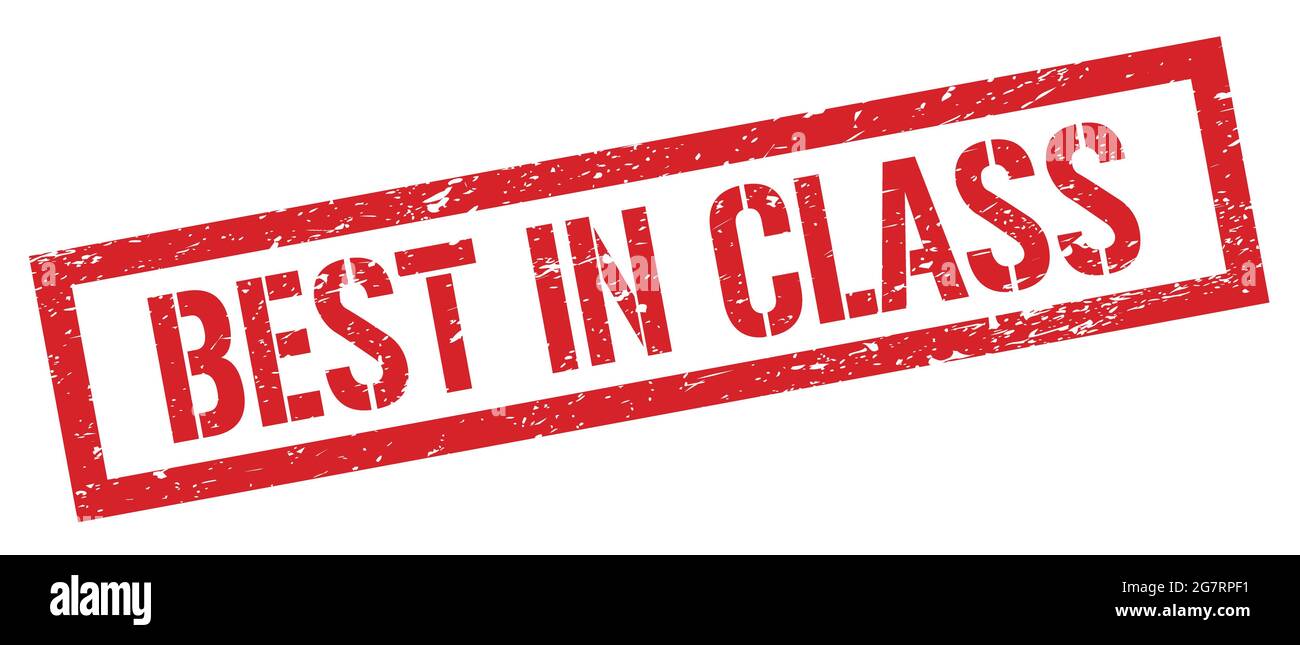 BEST IN CLASS red grungy rectangle stamp sign Stock Photo - Alamy