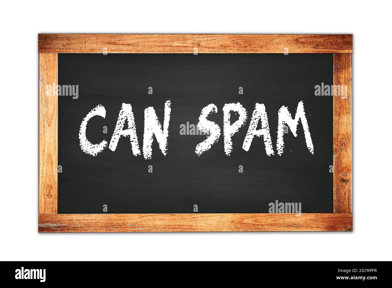 CAN SPAM text written on black wooden frame school blackboard Stock ...