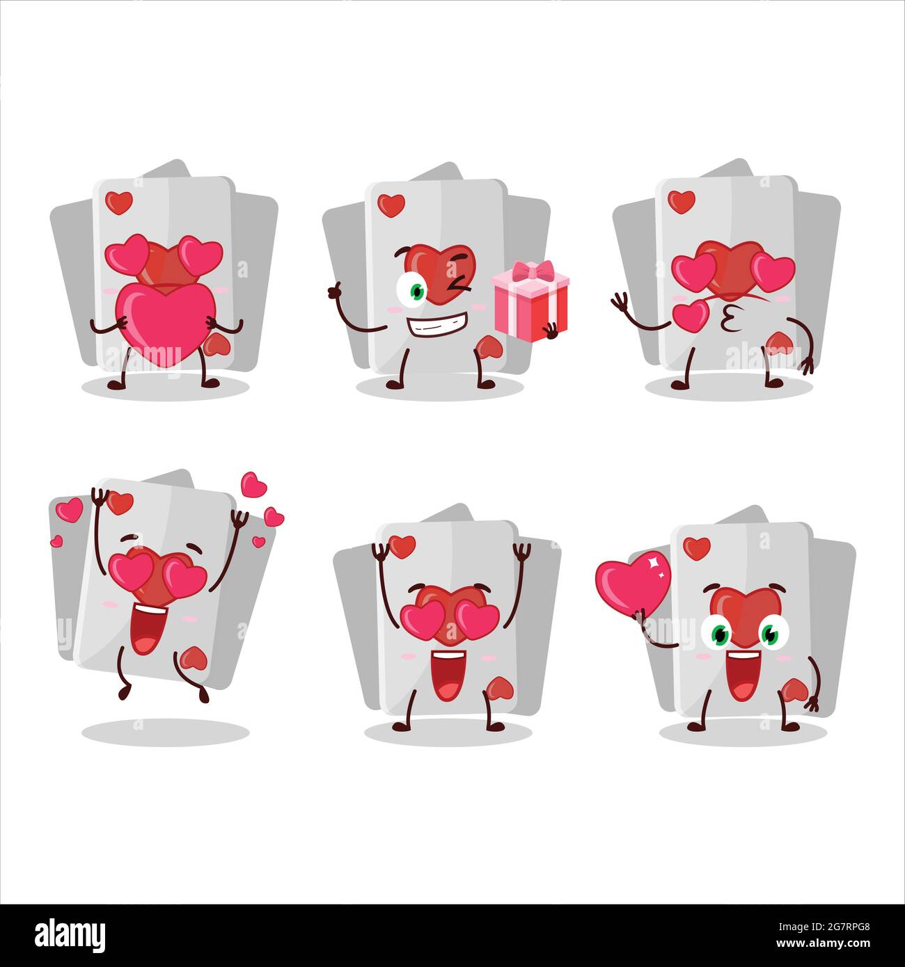 Remi card love cartoon character with love cute emoticon. Vector ...