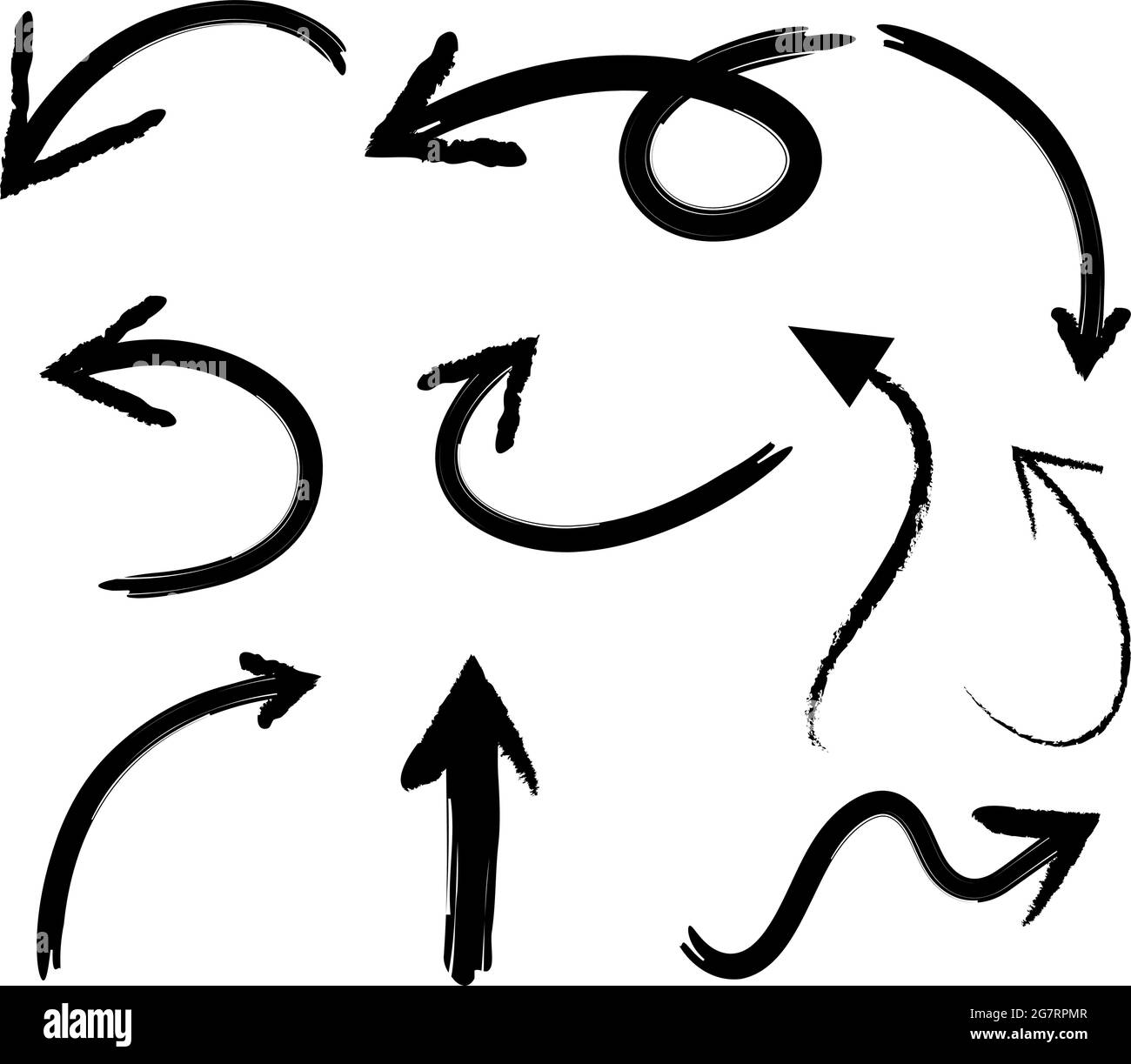 Set of hand drawn arrow doodles on white background illustration Stock ...