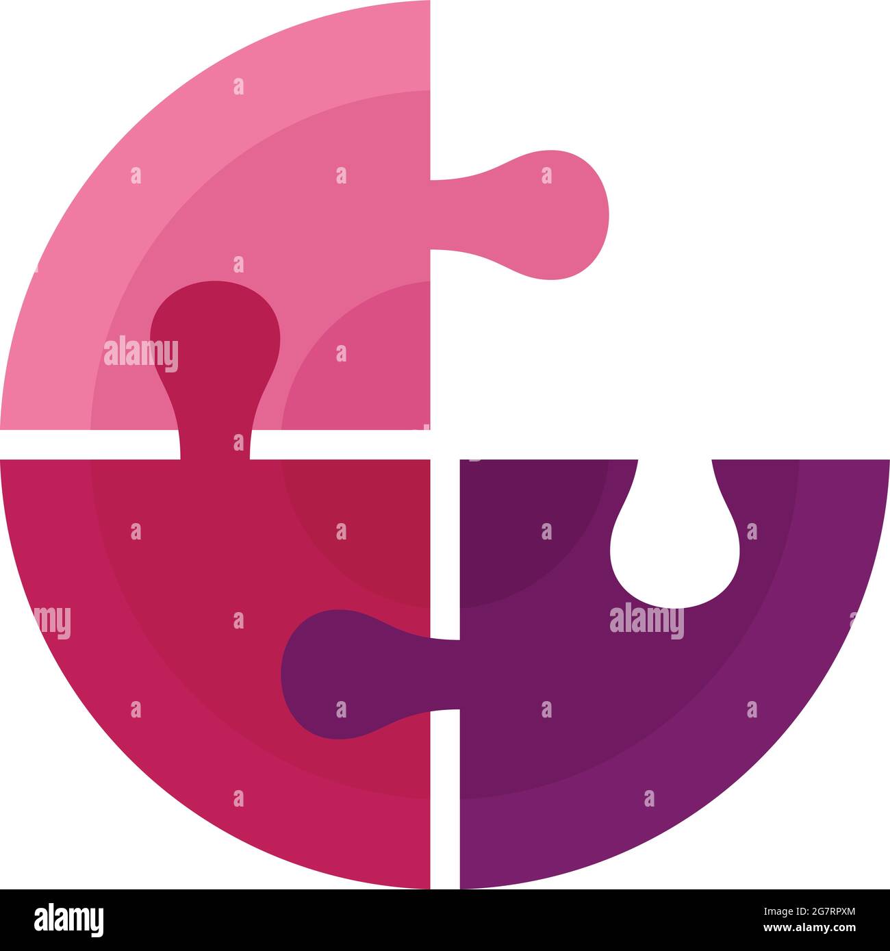 Round circle puzzle icon. Flat illustration of round circle puzzle ...