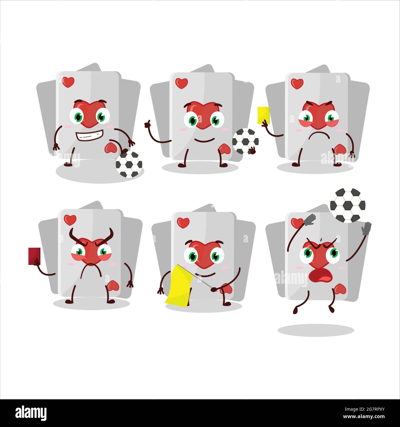 Remi card love cartoon character working as a Football referee. Vector ...