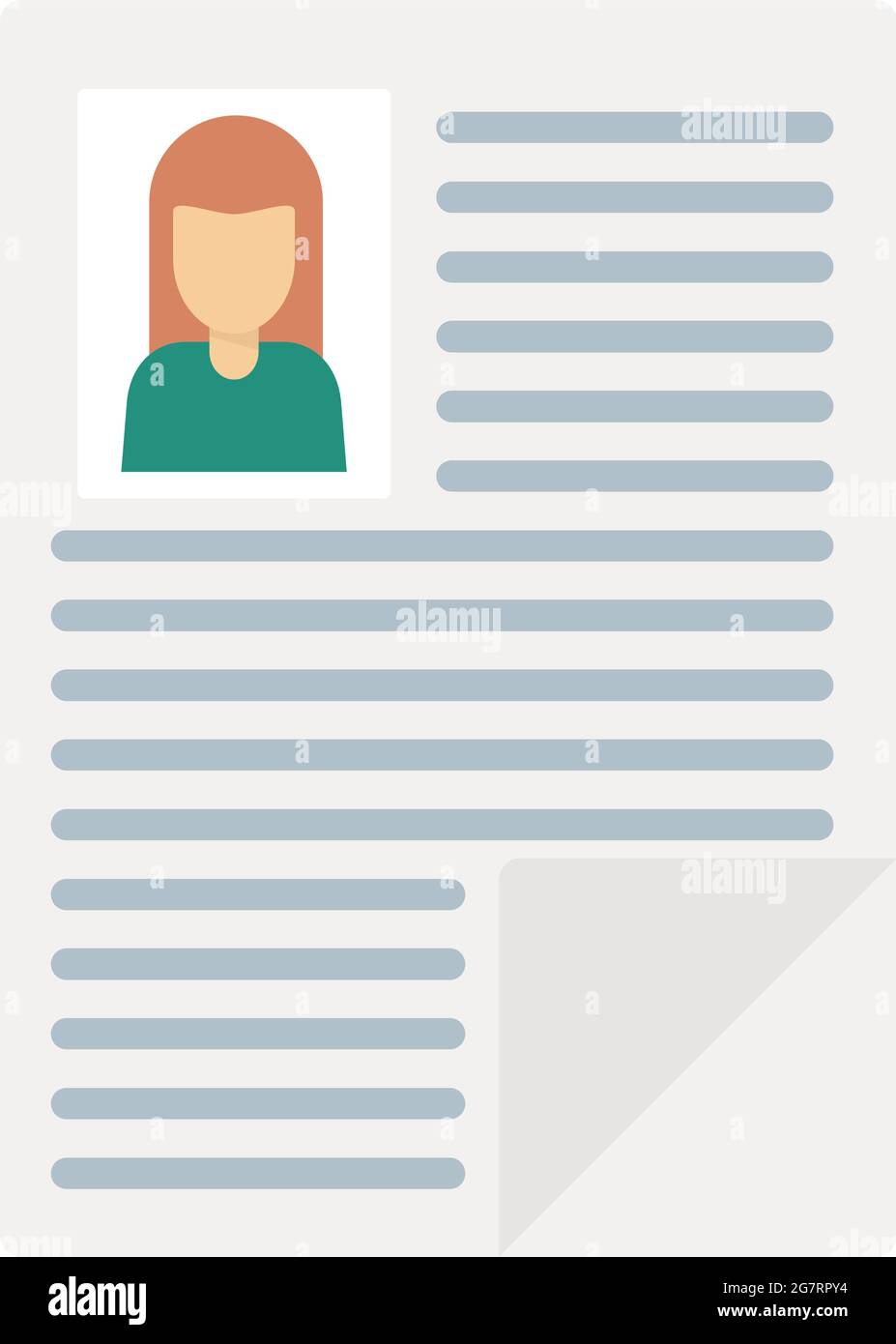 Woman cv paper icon. Flat illustration of woman cv paper vector icon ...