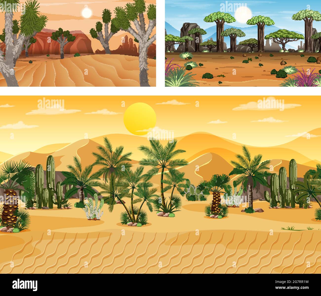 Different nature horizontal scenes illustration Stock Vector Image ...