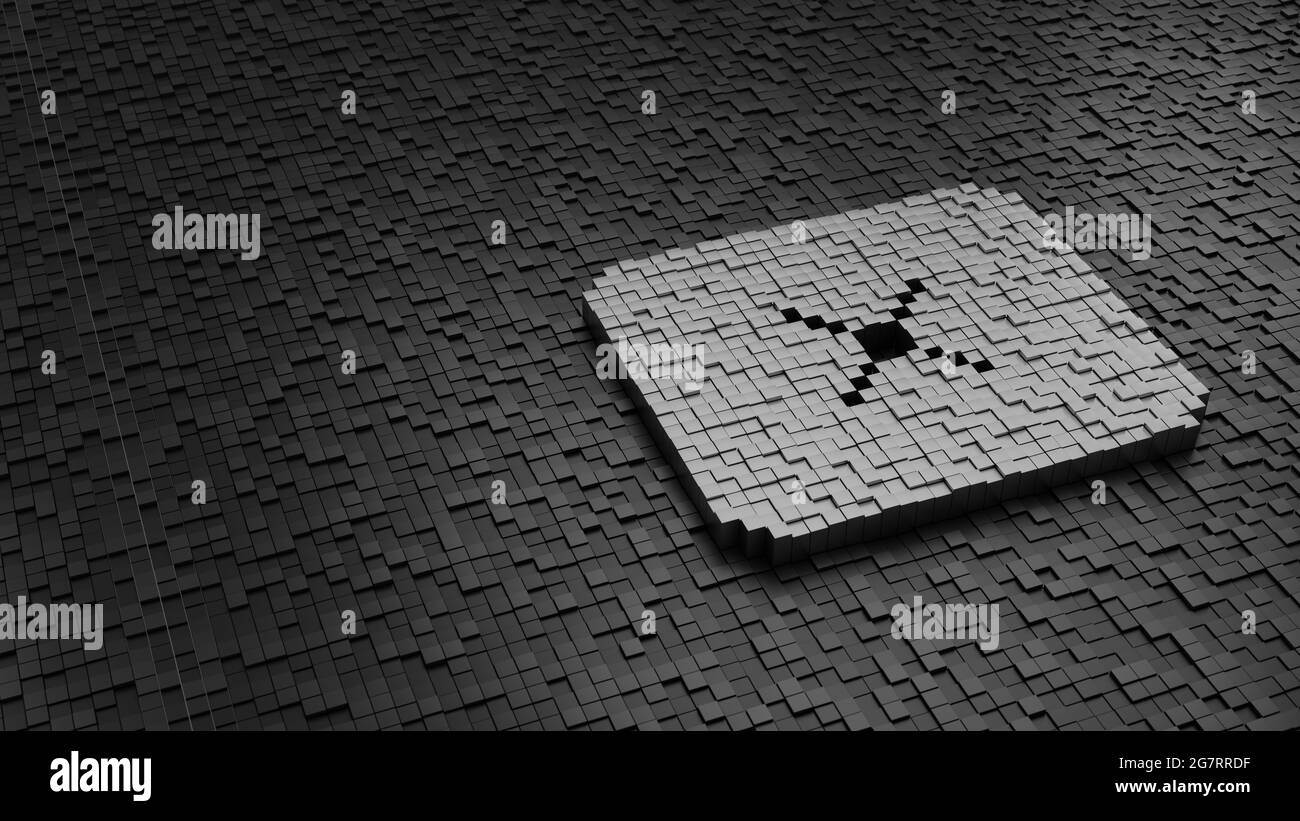 3d rendering metal cubes in shape of symbol of cancel cross in rounded ...