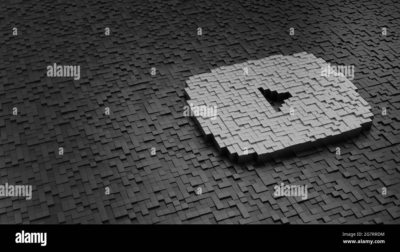 3d rendering metal cubes in shape of symbol of online YouTube music ...