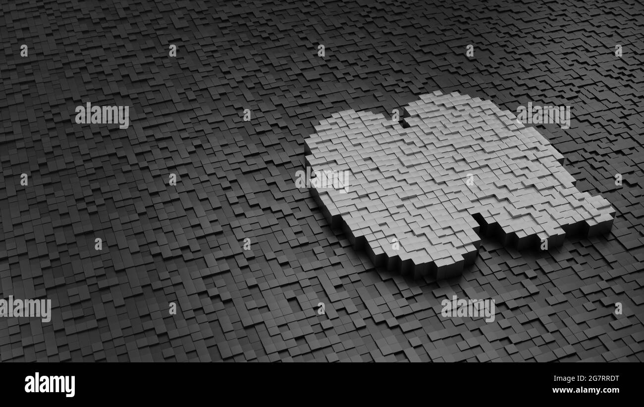 3d rendering metal cubes in shape of symbol of 3d print filament light ...